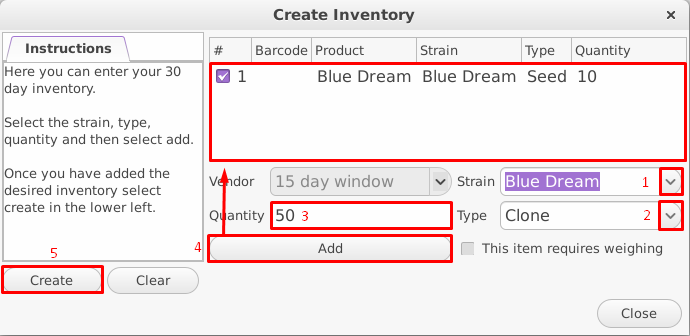 Bringing in New Inventory for Cultivation (T)