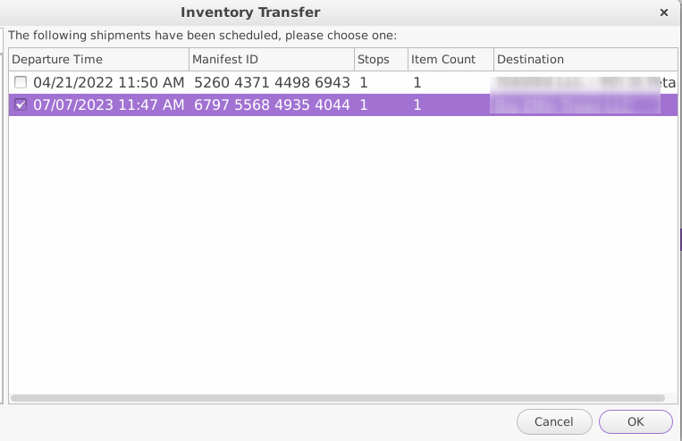 Transferring a Manifest (T)